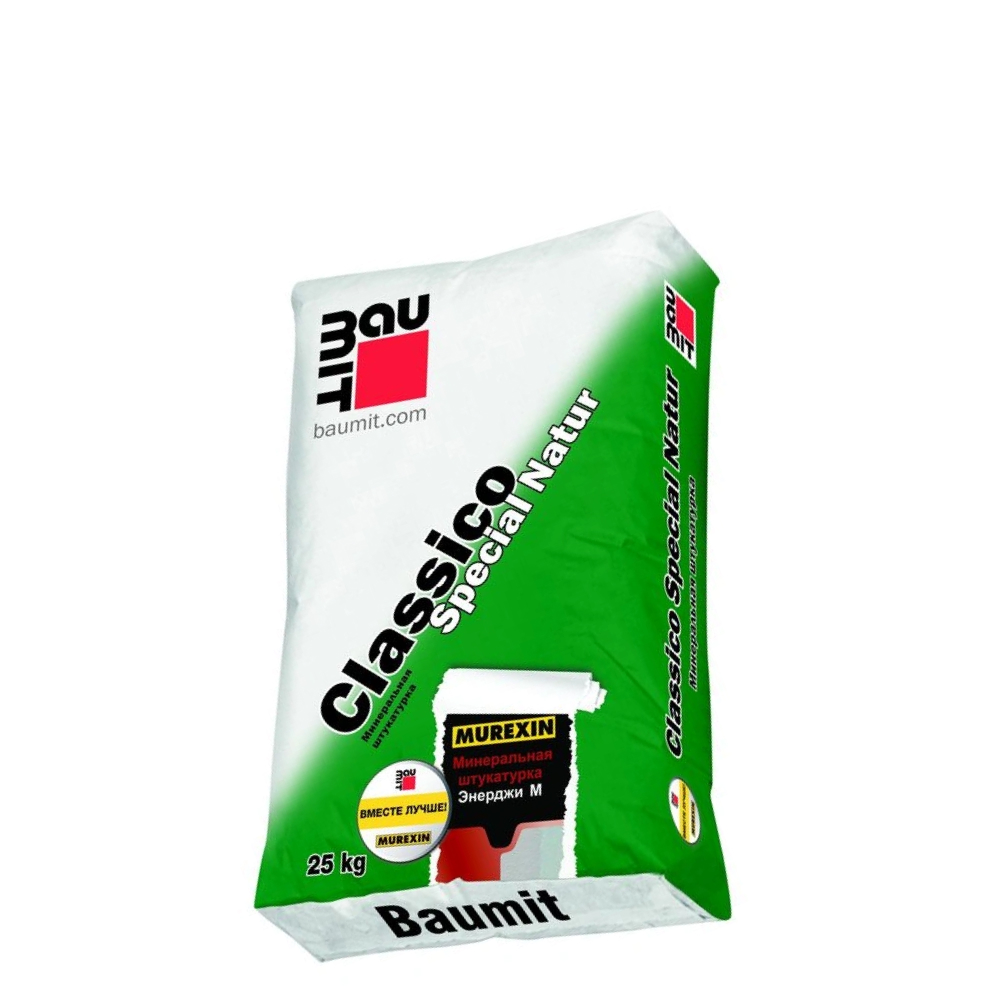 Baumit Штукатурка фасадная минеральная шуба 1,5мм Classico Special Natur 1,5К, 25кг (серая) цена ...